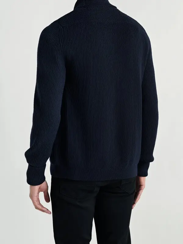 TOM FORD Shawl-collar Ribbed Wool Cardigan - Blue