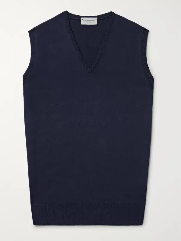 John Smedley Hadfield Slim-fit Merino Wool Sweater Vest - Blue