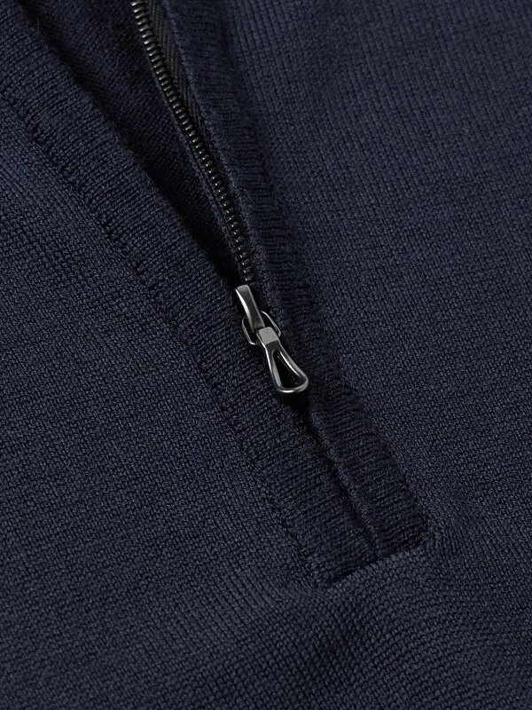 John Smedley Tapton Slim-fit Merino Wool Half-zip Sweater - Blue