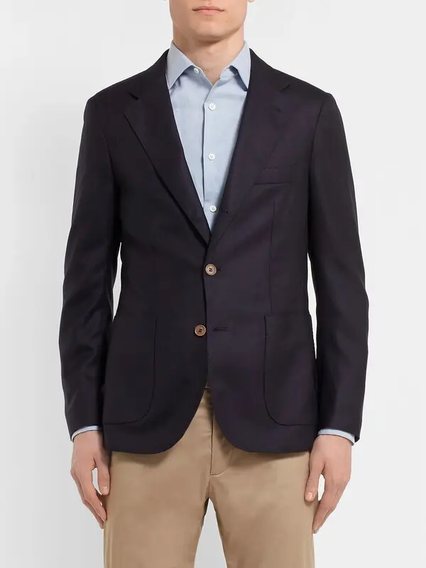 Loro Piana Navy Voyager Slim-Fit Cashmere Blazer It 46 - Blue