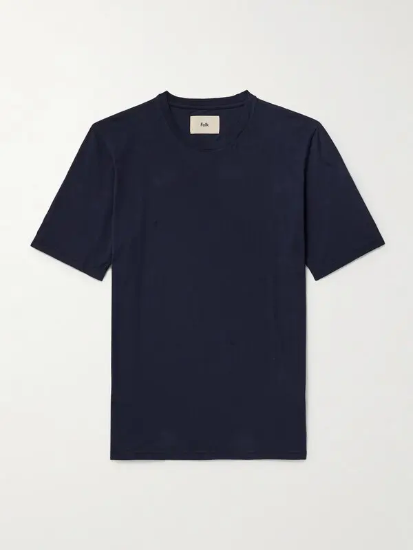 Folk Assembly Cotton-jersey T-shirt - Blue