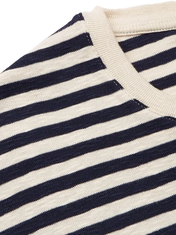 Folk Striped Slub Cotton-jersey T-shirt
