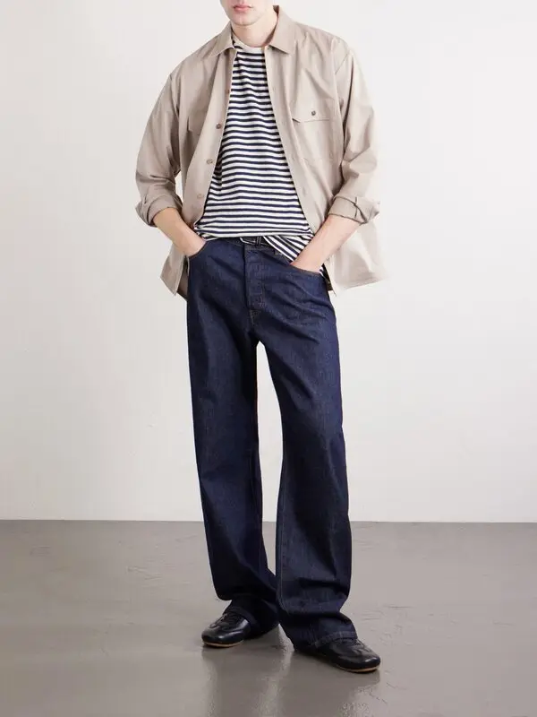 Folk Striped Slub Cotton-jersey T-shirt