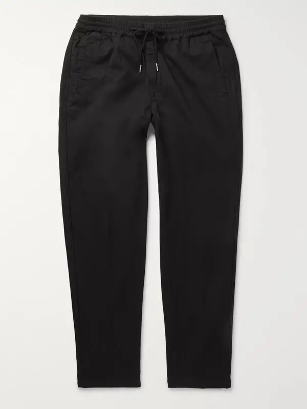 Folk Tapered Cotton-twill Drawstring Trousers - Black