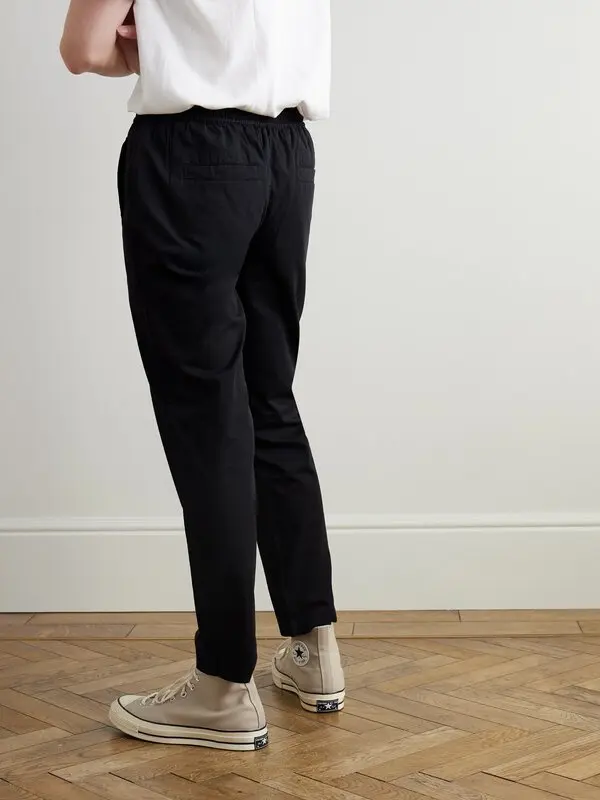 Folk Tapered Cotton-twill Drawstring Trousers - Black