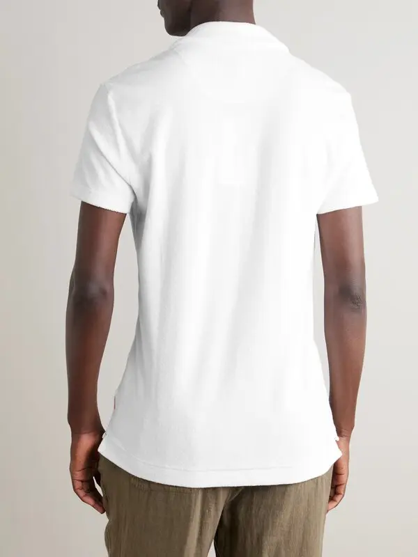 Orlebar Brown Slim-fit Camp-collar Cotton-terry Polo Shirt - White
