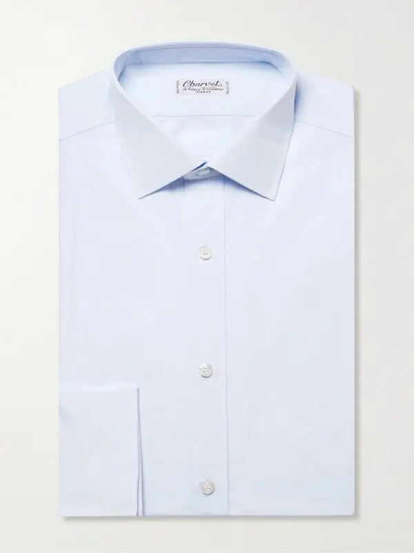 Charvet Slim-fit Double Cuff Cotton-poplin Shirt - Blue