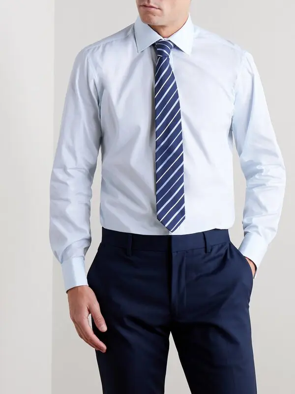 Charvet Slim-fit Double Cuff Cotton-poplin Shirt - Blue
