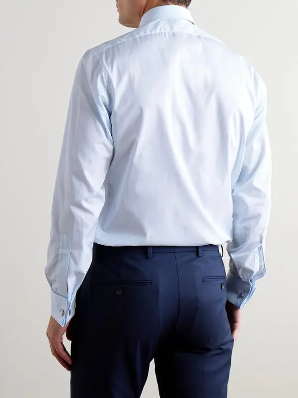 Charvet Slim-fit Double Cuff Cotton-poplin Shirt - Blue