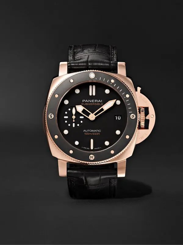 Panerai Submersible Automatic 42mm Goldtech And Alligator Watch