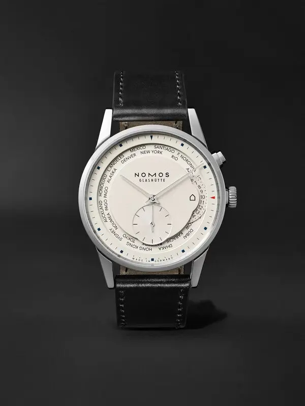NOMOS GLASHUTTE Zurich Weltzeit Automatic 40mm Stainless Steel And Cordovan Leather Watch - White