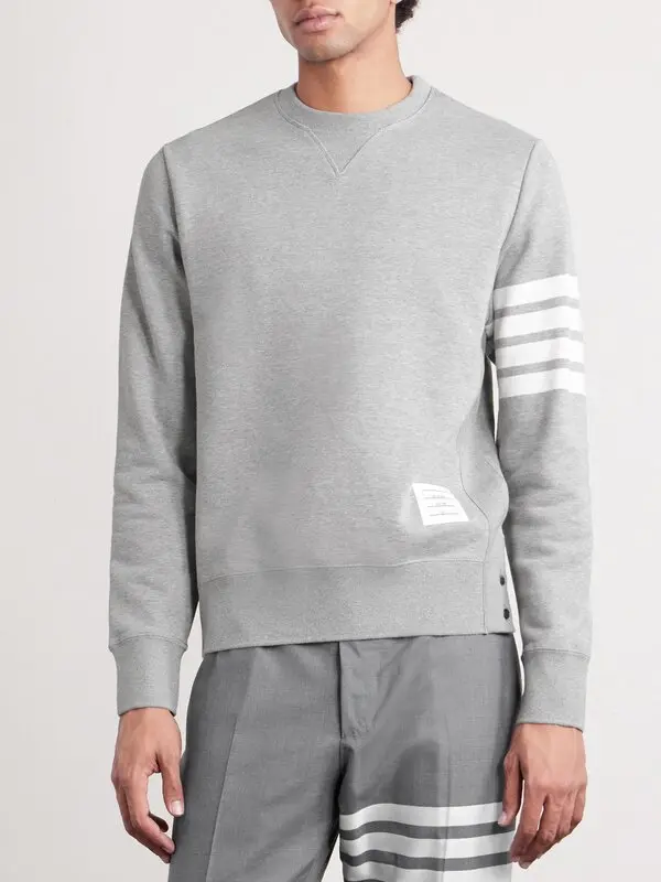 Thom Browne Slim-fit Striped Loopback Cotton-jersey Sweatshirt - Gray