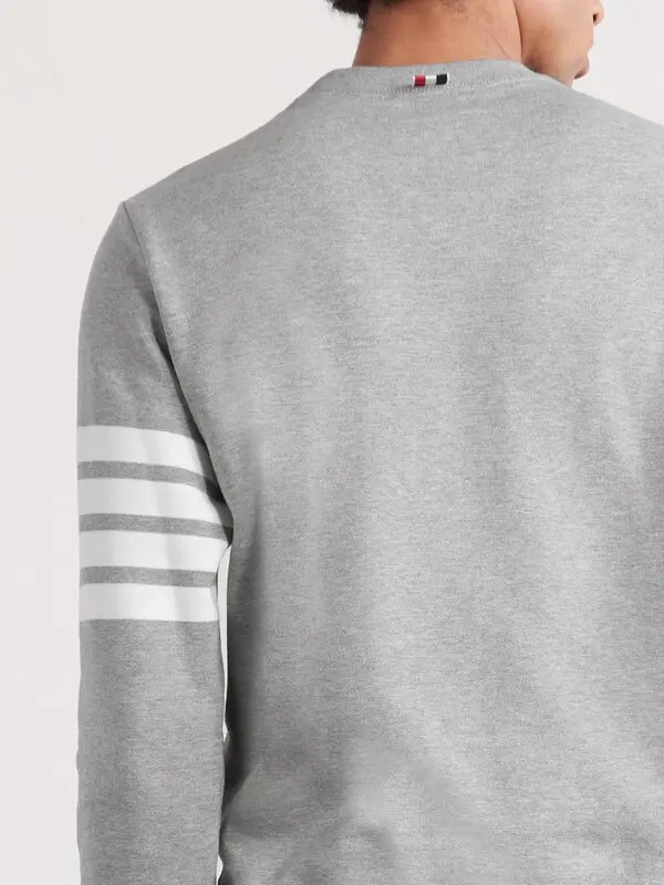 Thom Browne Slim-fit Striped Loopback Cotton-jersey Sweatshirt - Gray