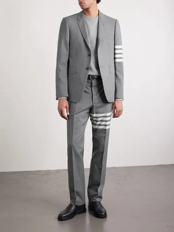 Thom Browne Slim-fit Striped Loopback Cotton-jersey Sweatshirt - Gray