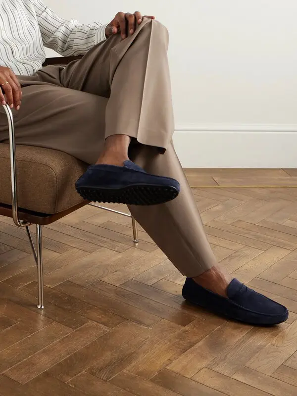 TOD'S Gommino Suede Driving Shoes - Blue
