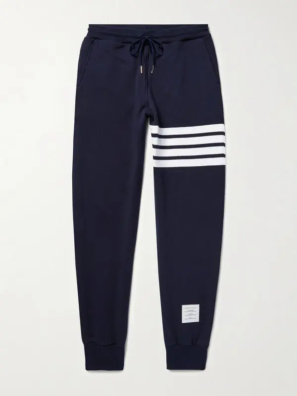 Thom Browne Tapered Striped Loopback Cotton-jersey Sweatpants