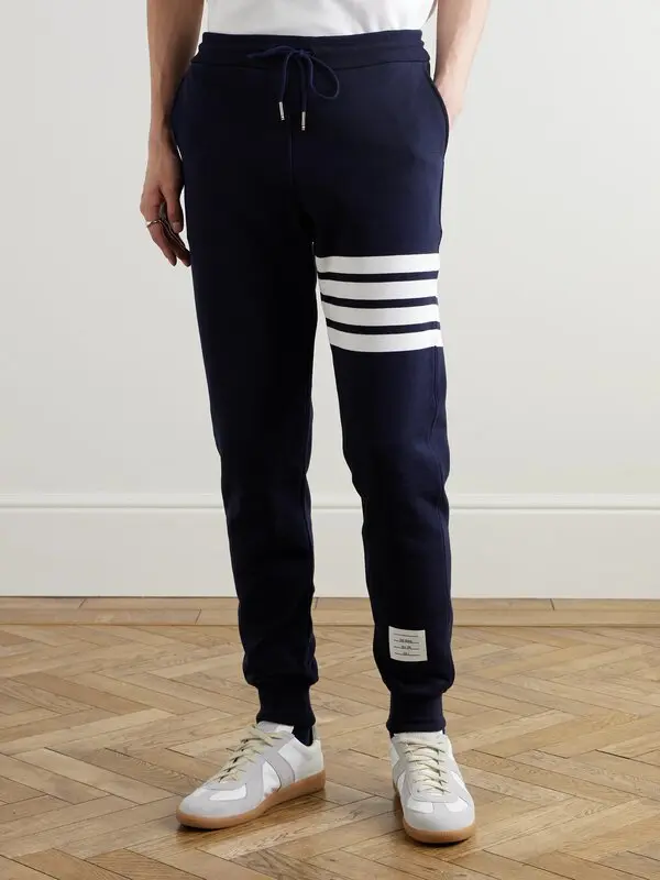 Thom Browne Tapered Striped Loopback Cotton-jersey Sweatpants