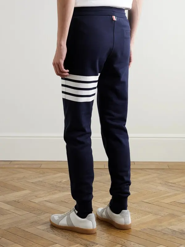Thom Browne Tapered Striped Loopback Cotton-jersey Sweatpants