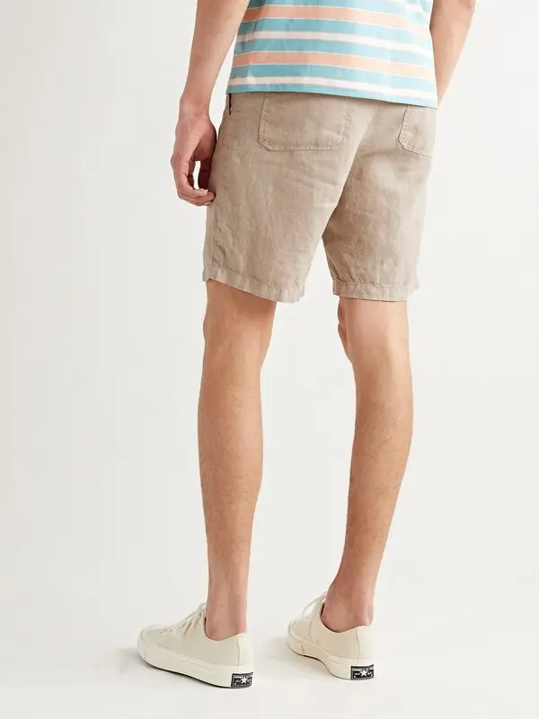 Hartford Slim-fit Linen-chambray Drawstring Shorts