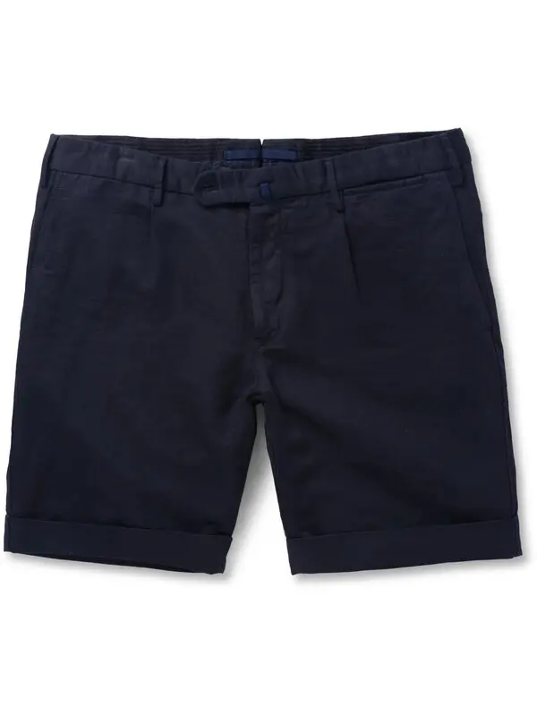 Incotex Slim-Fit Linen And Cotton-Blend Shorts In Blue 60% Off