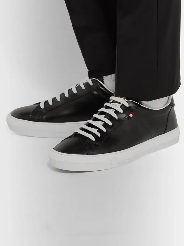 Moncler Monaco Leather Sneakers - Black