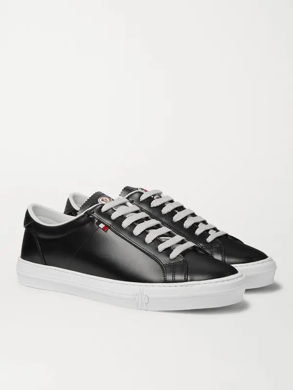 Moncler Monaco Leather Sneakers - Black