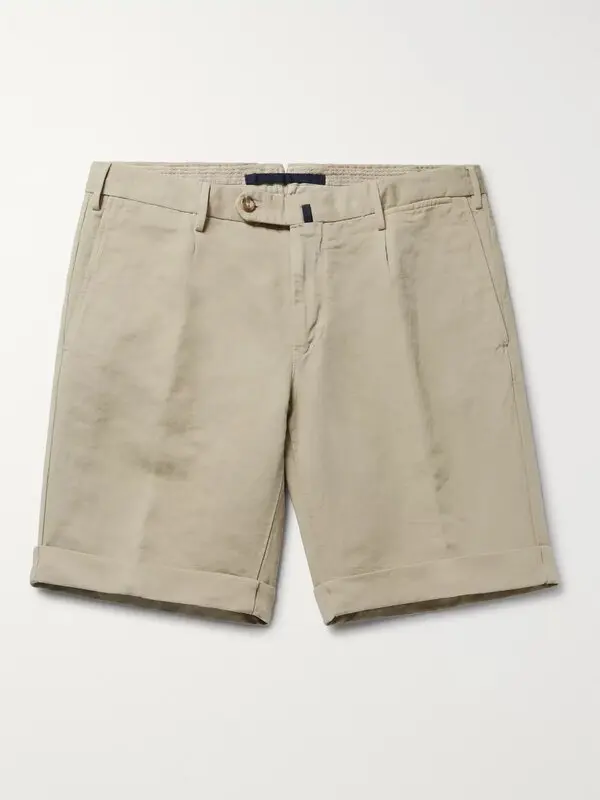 SLOWEAR Slim-fit Linen And Cotton-blend Shorts