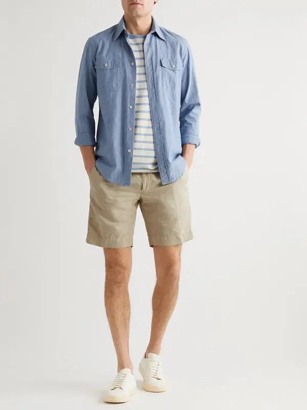 SLOWEAR Slim-fit Linen And Cotton-blend Shorts