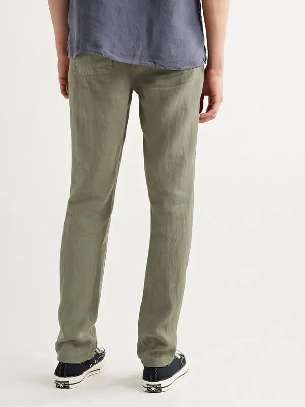 Hartford Slim-fit Linen-chambray Drawstring Trousers