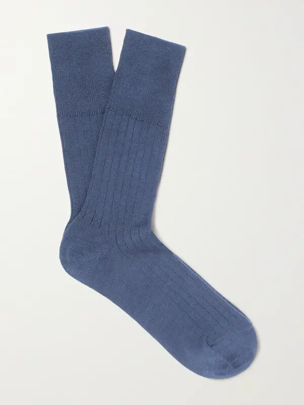 Mr P. Cotton-blend Socks - Blue