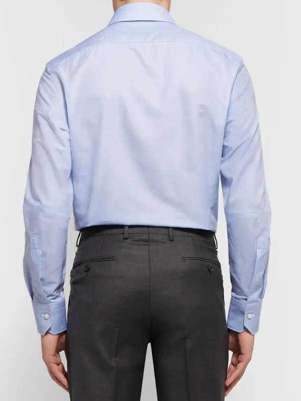 Zegna Light- Trofeo Slim-fit Cutaway-collar Cotton-poplin Shirt