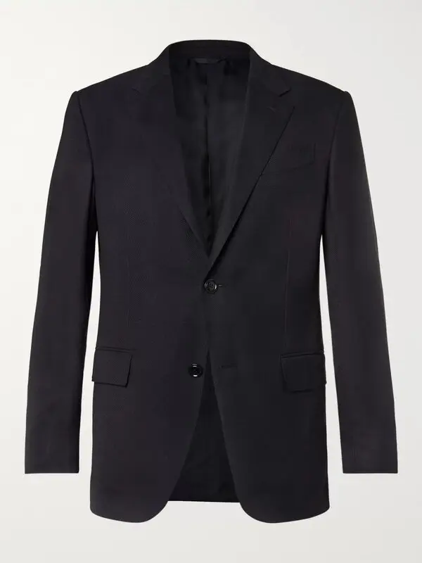 Zegna Navy 10-pocket Stretch Wool And Silk-blend Blazer