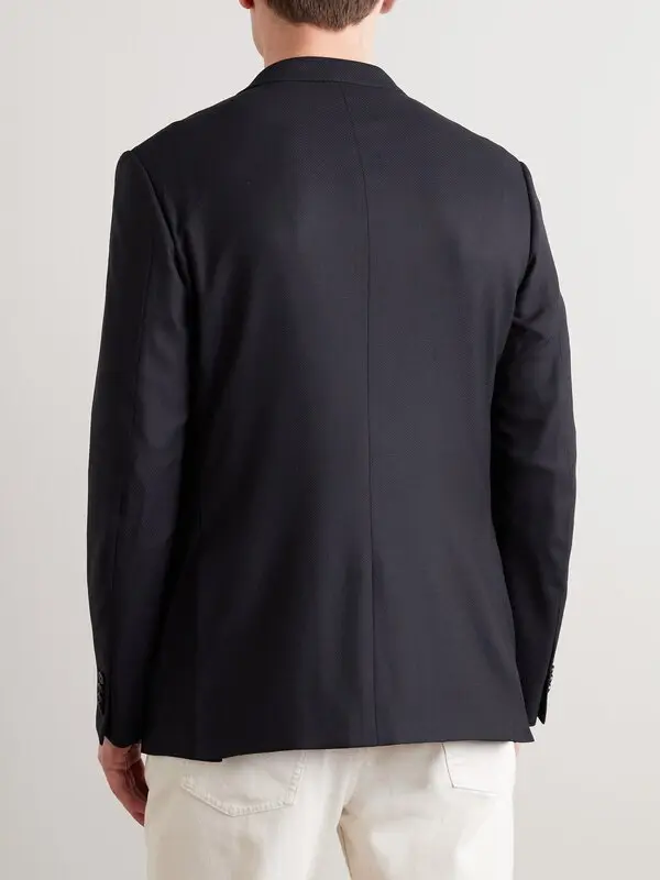 Zegna Navy 10-pocket Stretch Wool And Silk-blend Blazer