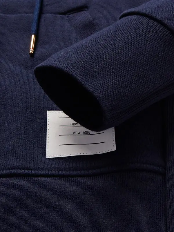 Thom Browne Slim-fit Striped Loopback Cotton-jersey Zip-up Hoodie - Blue