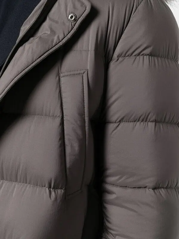 Herno Patch Pocket Fur-trimmed Puffer Coat - Grey