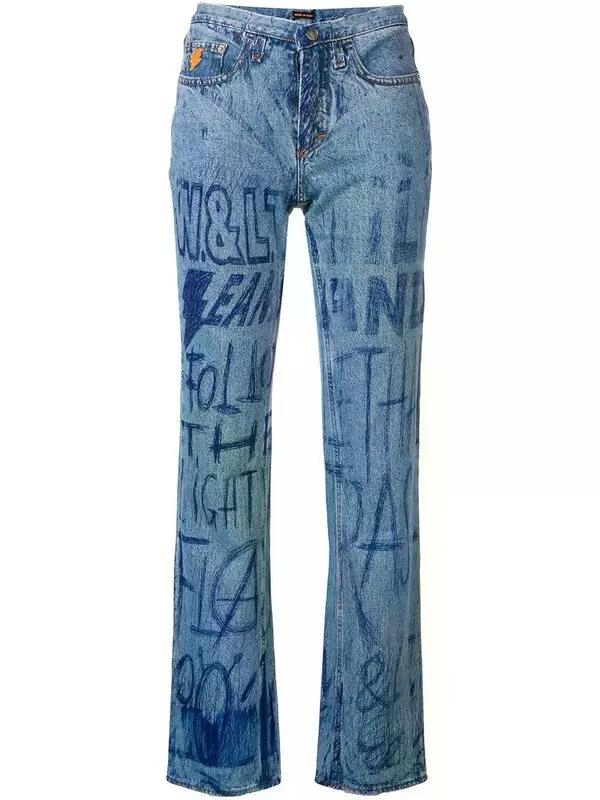 WALTER VAN BEIRENDONCK Printed Ink Writing Jeans