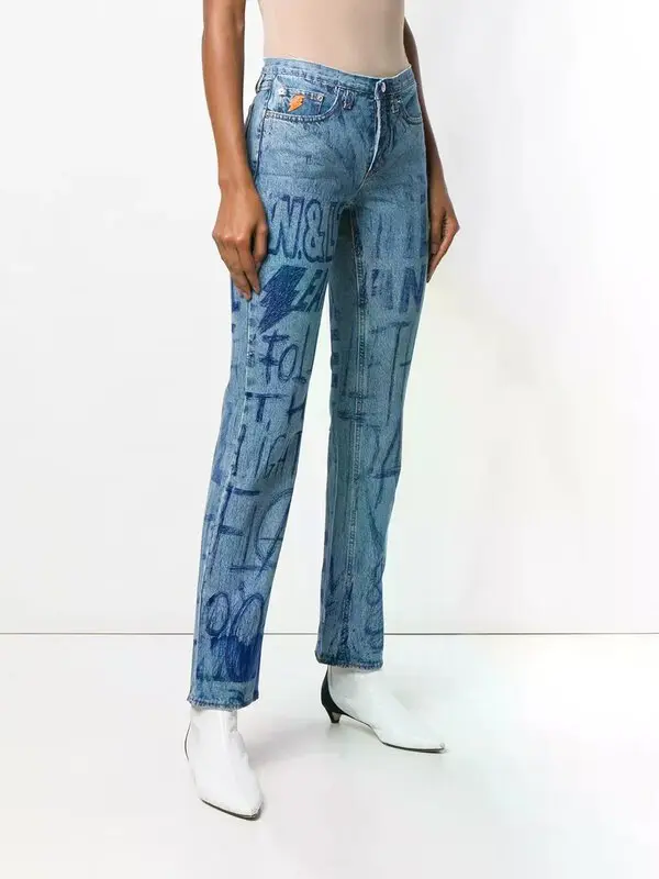 WALTER VAN BEIRENDONCK Printed Ink Writing Jeans