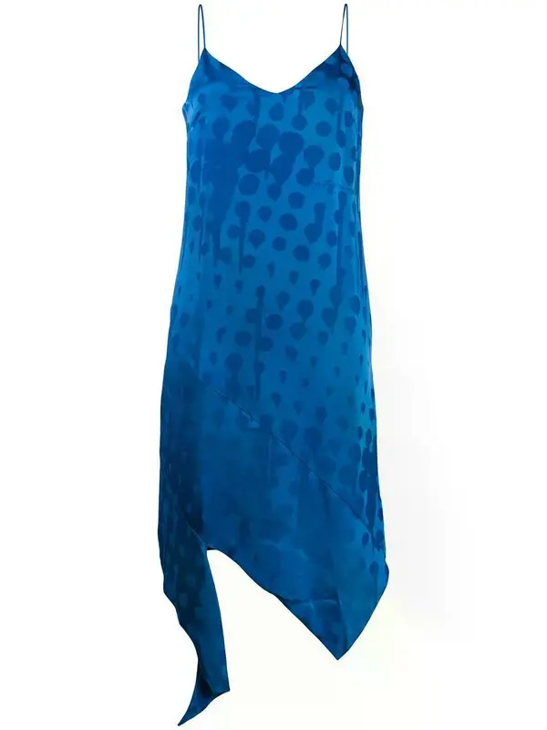 Off-White Jacquard-woven Slip Dress - Blue