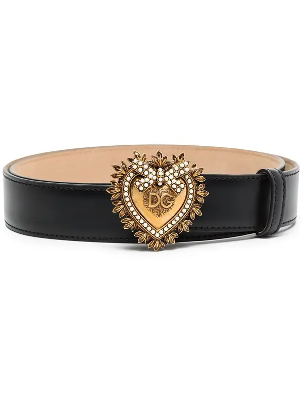 Dolce & Gabbana Devotion Leather Belt - Black