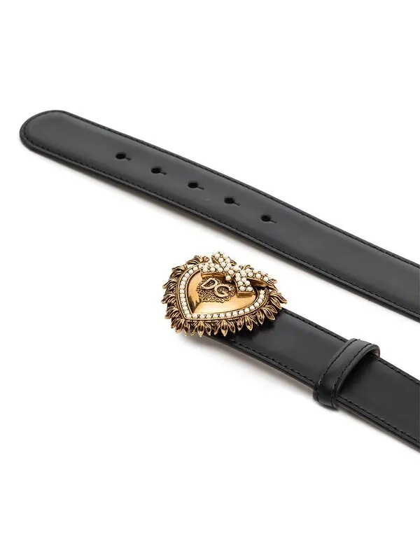 Dolce & Gabbana Devotion Leather Belt - Black