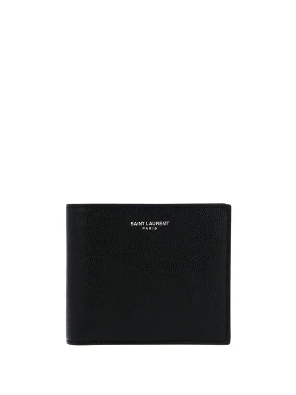 Saint Laurent Paris Logo-print Leather Wallet - Black