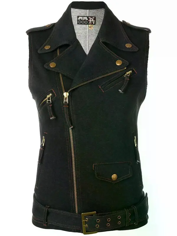 JEAN PAUL GAULTIER Denim Effect Biker Gilet
