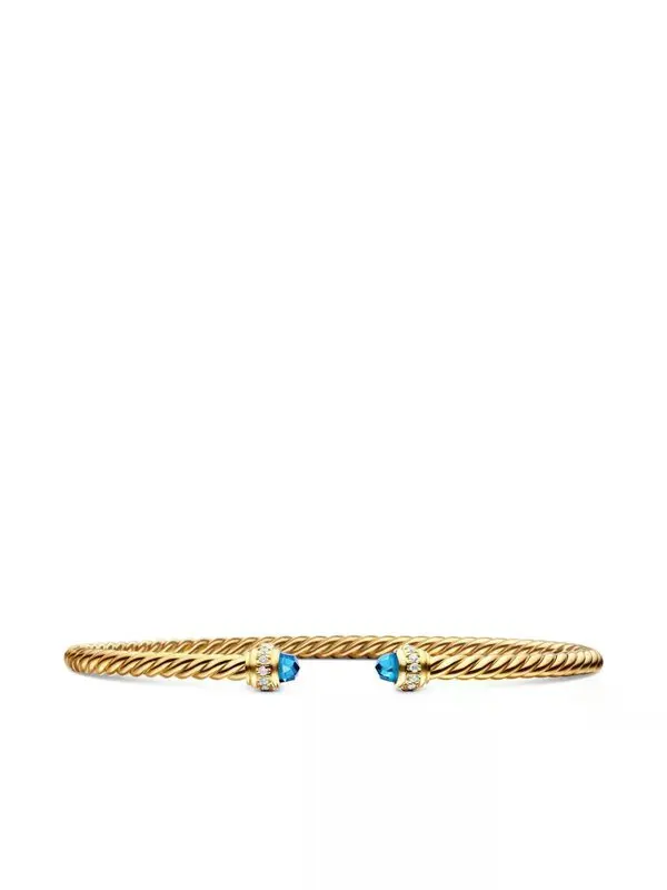 David Yurman 18kt Yellow Cable Spira Topaz And Diamond Cuff - Gold