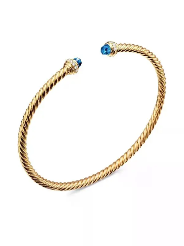 David Yurman 18kt Yellow Cable Spira Topaz And Diamond Cuff - Gold