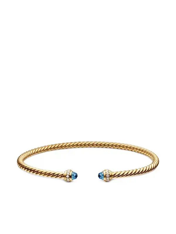 David Yurman 18kt Yellow Cable Spira Topaz And Diamond Cuff - Gold