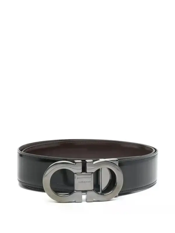 FERRAGAMO Gancini Reversible Leather Belt - Black
