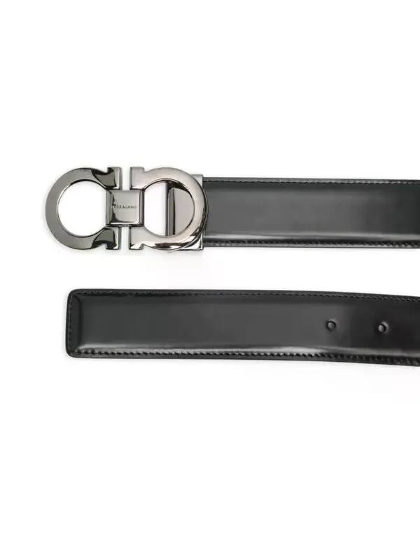 FERRAGAMO Reversible Gancini Belt - Black