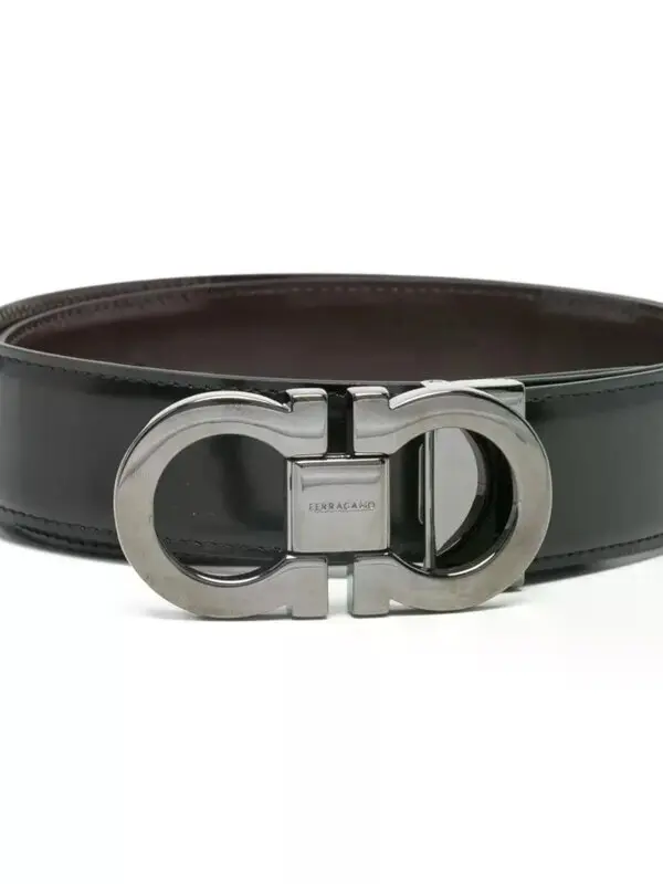 FERRAGAMO Reversible Gancini Belt - Black