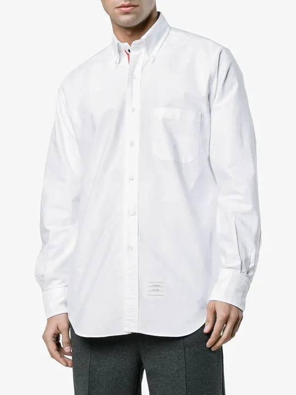 Thom Browne Grosgrain-placket Oxford Shirt - White