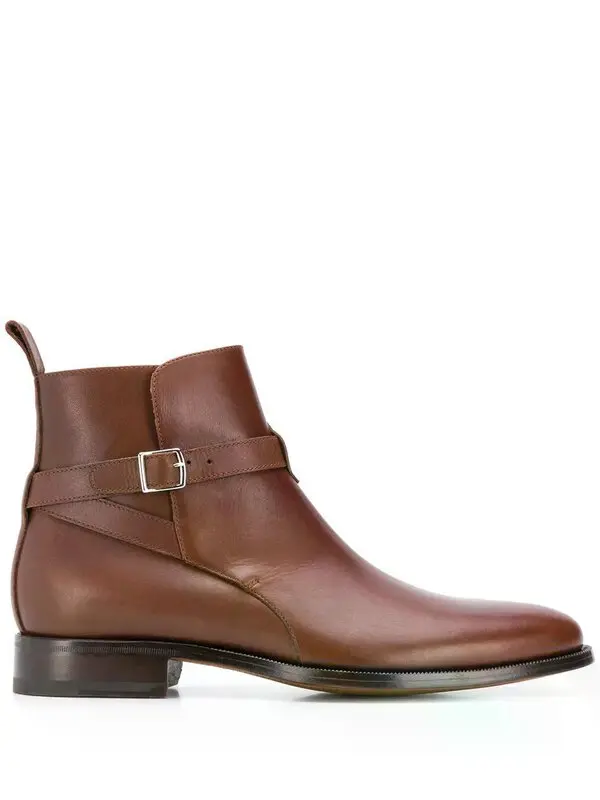 SCAROSSO Leather Ankle Boots - Brown